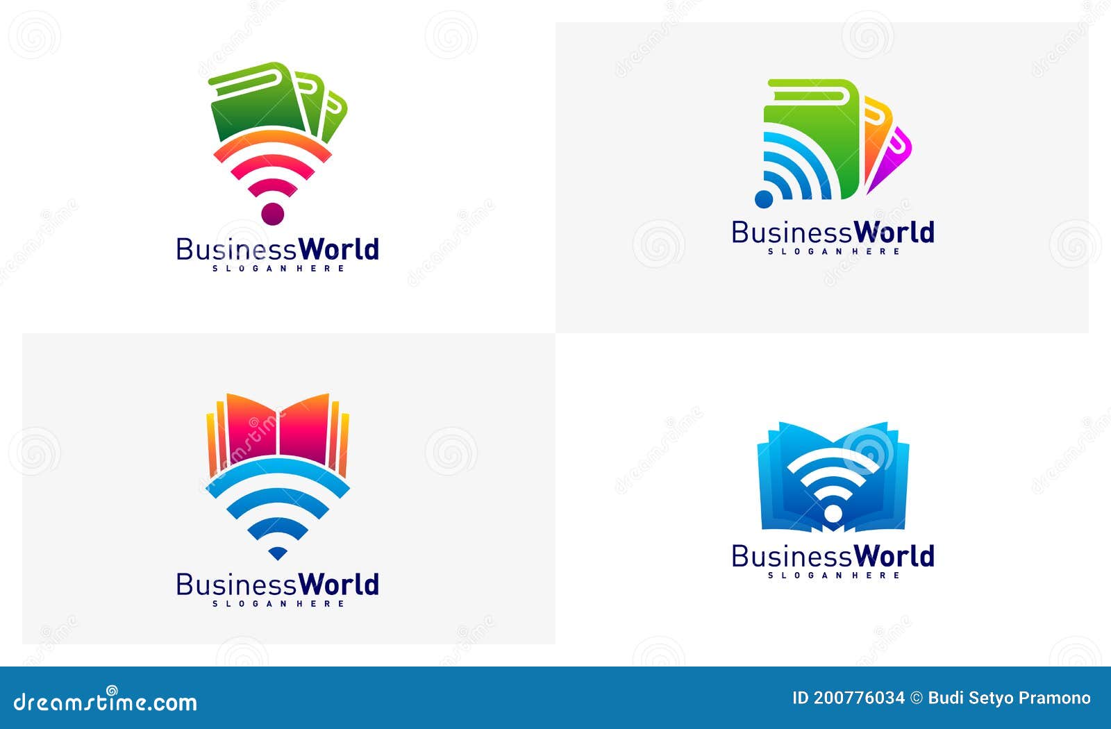 Set of Smart Book Logo Design Vector, Colorful Book Logo Design ...