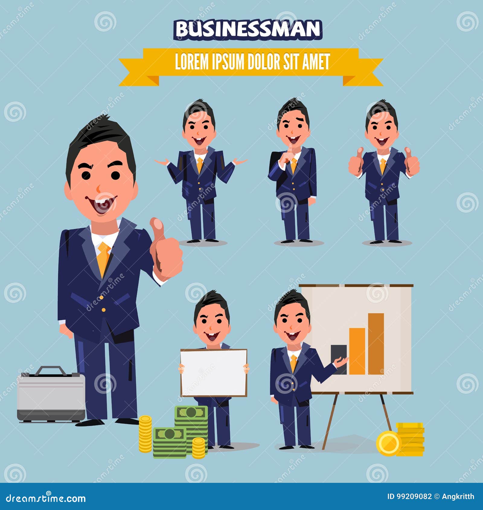Set of Smart Businessman Characters Design - Vector Stock Vector ...