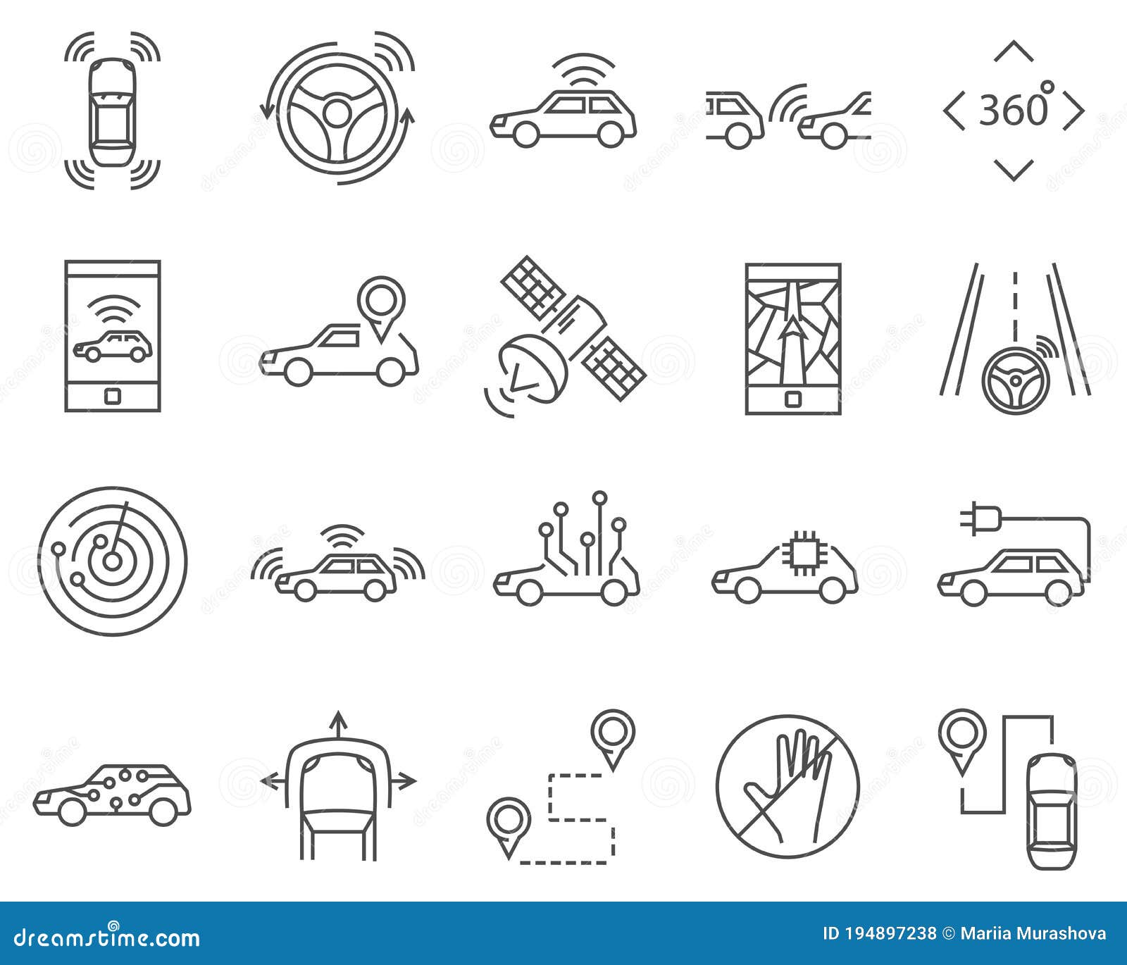 Set of Smart Car, Line Vector Icons. Stock Vector - Illustration of ...