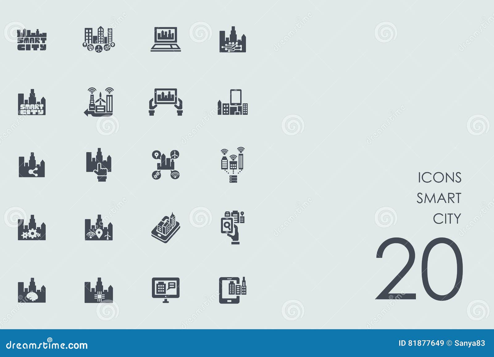 Set of smart city icons stock vector. Illustration of internet - 81877649