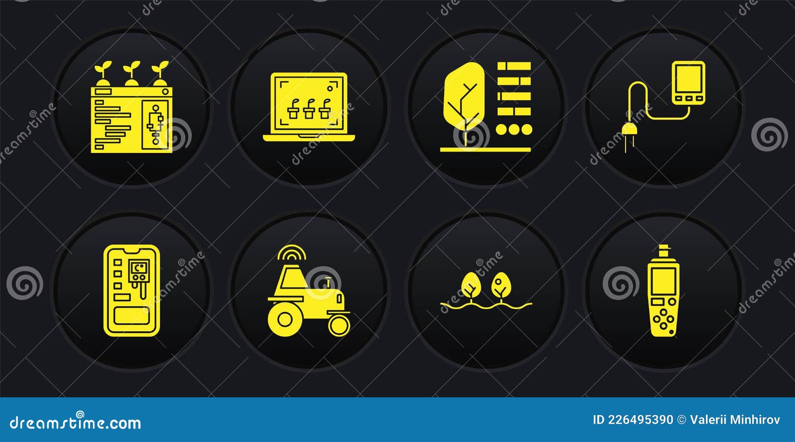 Set Smart Control Farming System, Sensor, Wireless Tractor Smart, Plant ...