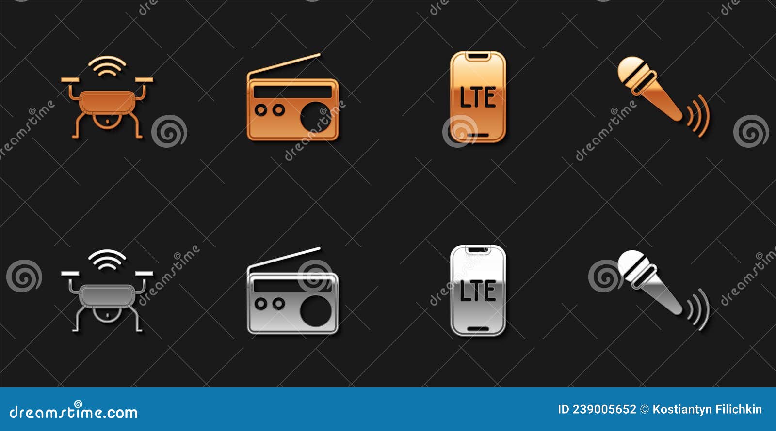 Set Smart Drone System, Radio, LTE Network and Wireless Microphone Icon ... Set Smart Drone System, Radio, LTE Network and Wireless Microphone Icon ...