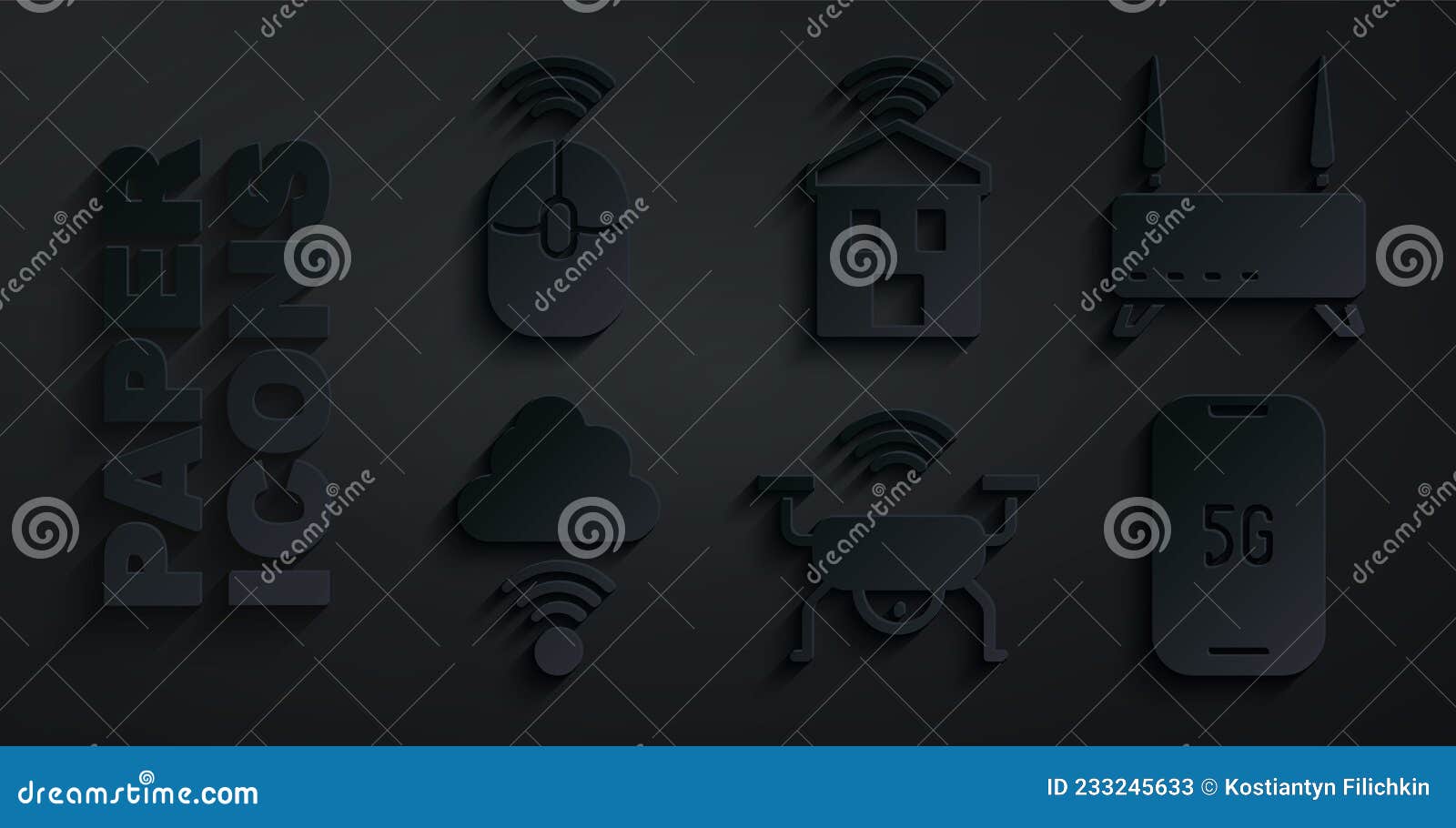 Set Smart Drone System, Router and Wi-fi Signal, Network Cloud Connection, Mobile with 5G, Home ...