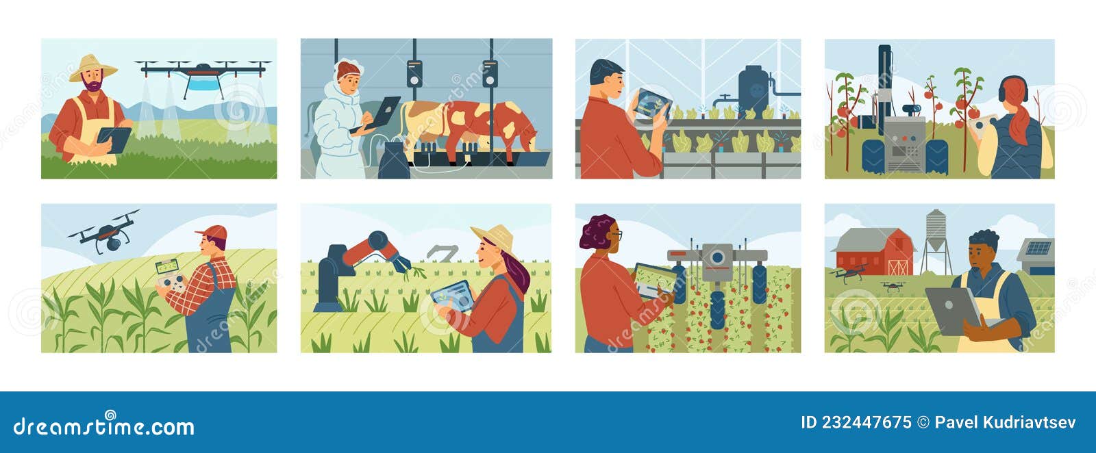 Set of Smart Farming Concept Posters Stock Vector - Illustration of ...