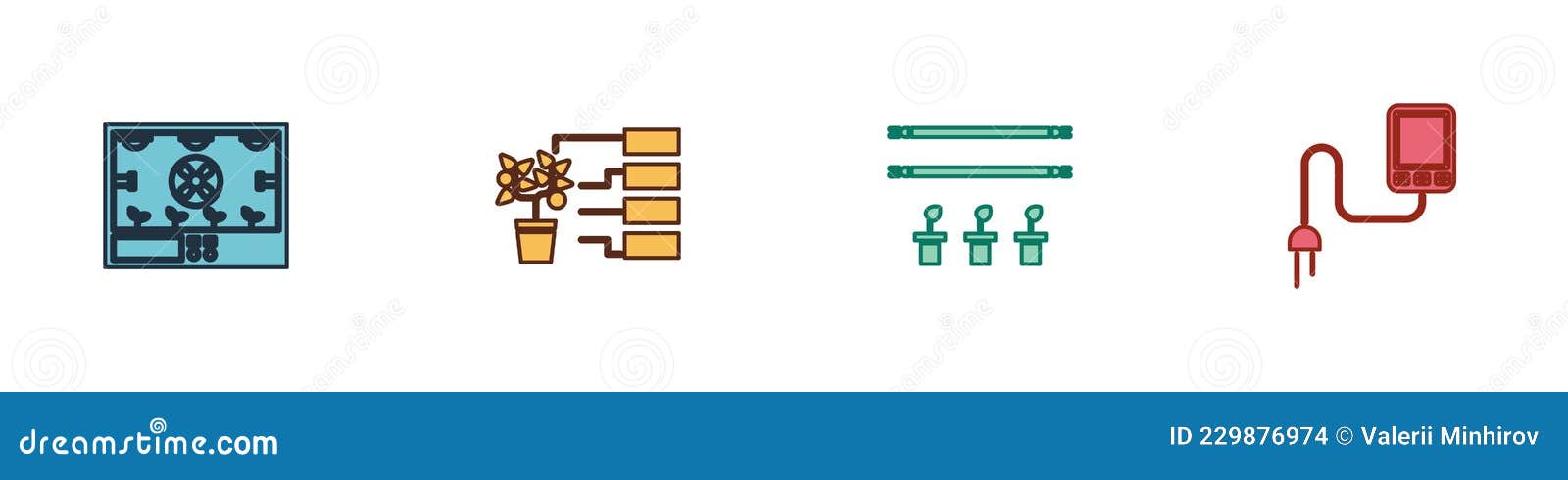 Set Smart Farming Technology, Flower Analysis, with Bulb and Plant and ...