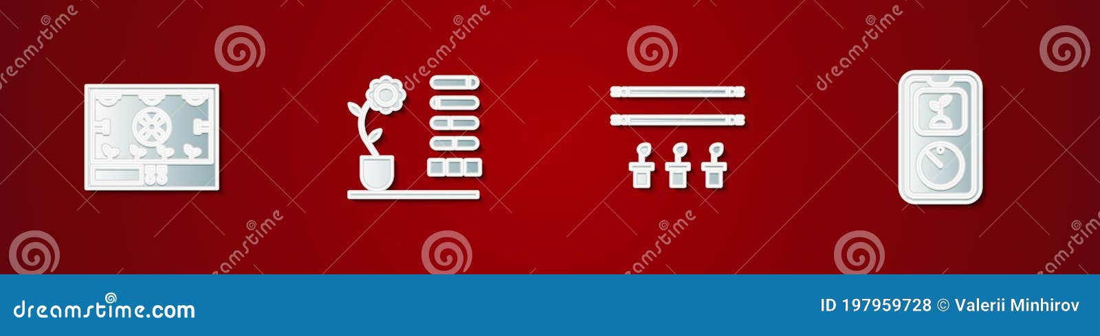 Set Smart Farming Technology, Flower Status, with Bulb and Plant and ...