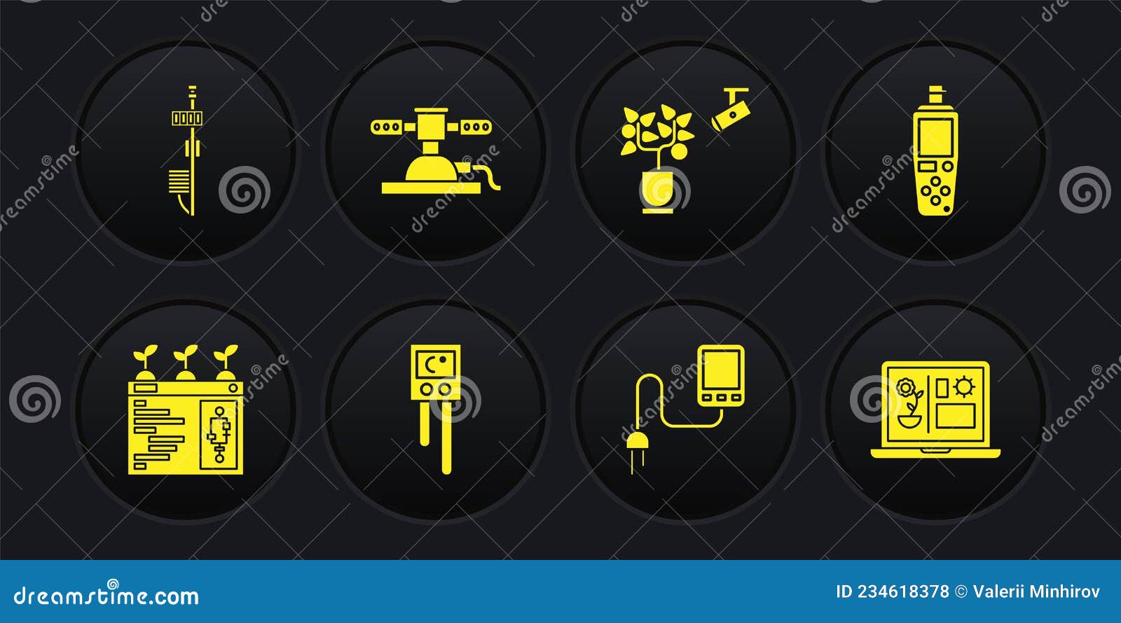 Set Smart Farming Technology, Portable Sensor, Temperature And Humidity ...