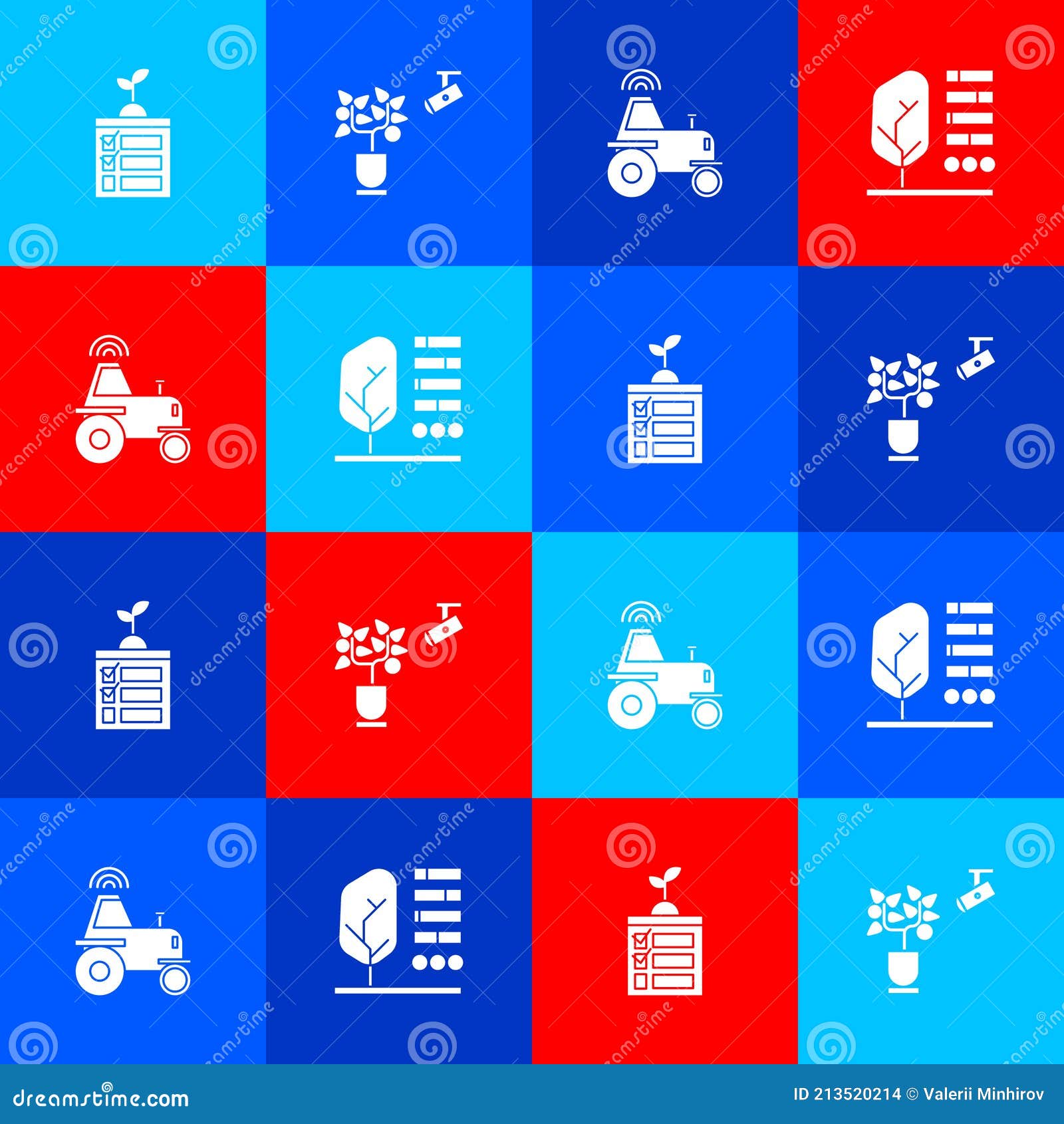 Set Smart Farming Technology, , Wireless Tractor on Smart and Plant ...