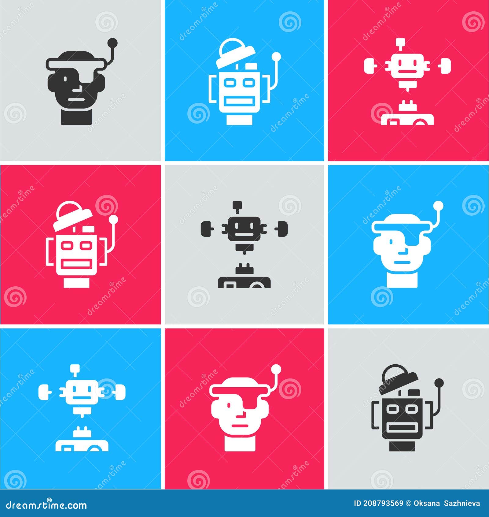 Set Smart Glasses, Robot and Disassembled Robot Icon. Vector Stock ...