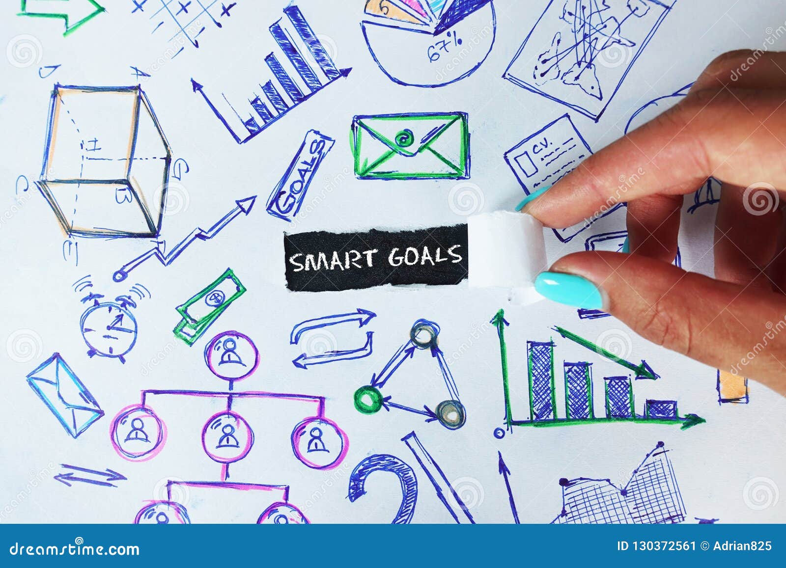 Set Smart Goals Concept with Drawings and Sketches on White Paper Stock ... Set Smart Goals Concept with Drawings and Sketches on White Paper Stock ...