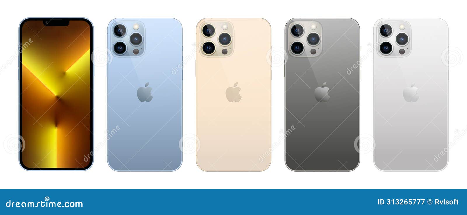 Set of Smart Phone Apple IPhone 13 Pro in Front and Back Sides, in ...