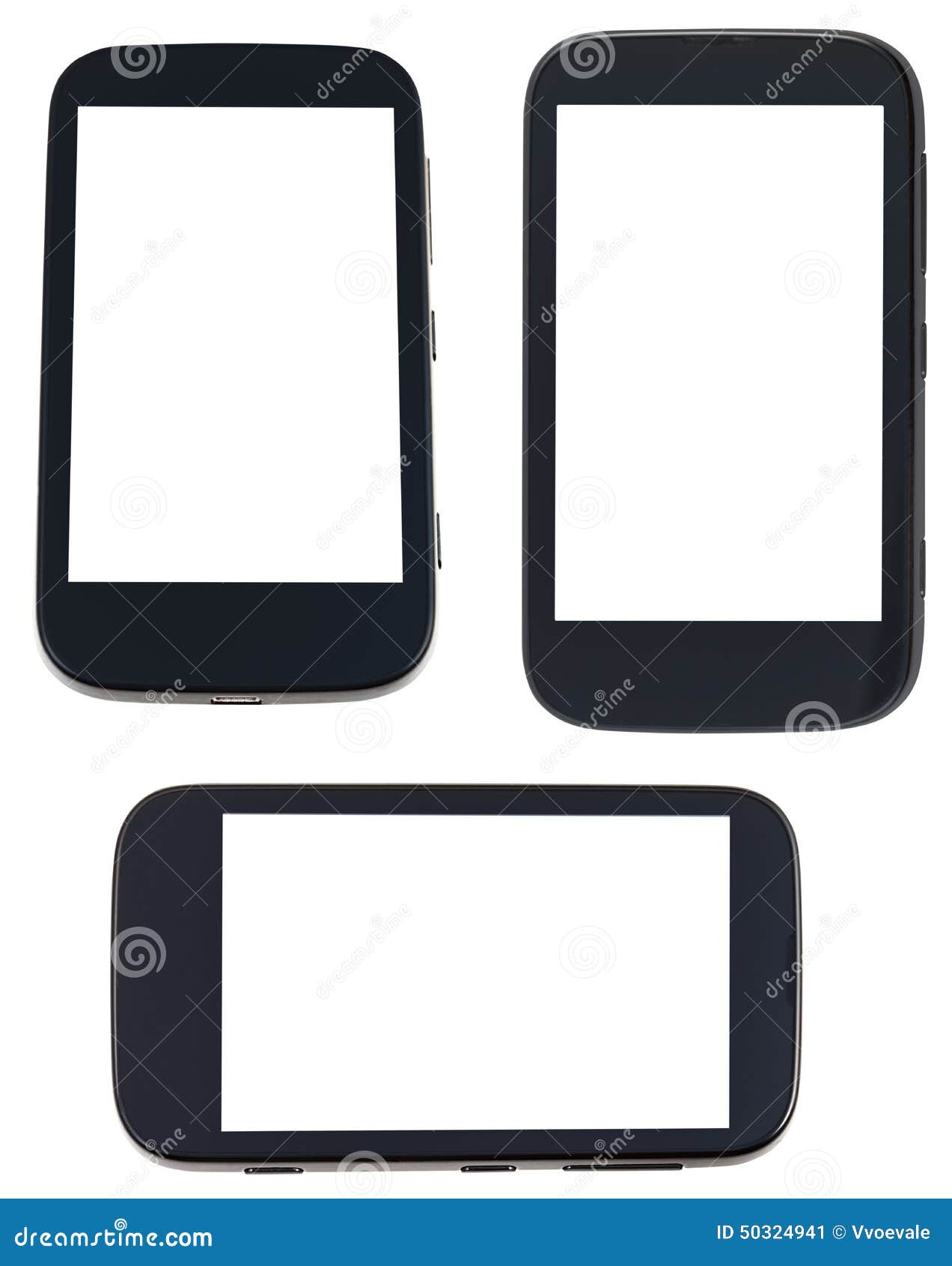 Set of Smart Phones with Cut Out Screen Stock Image - Image of mobile ...