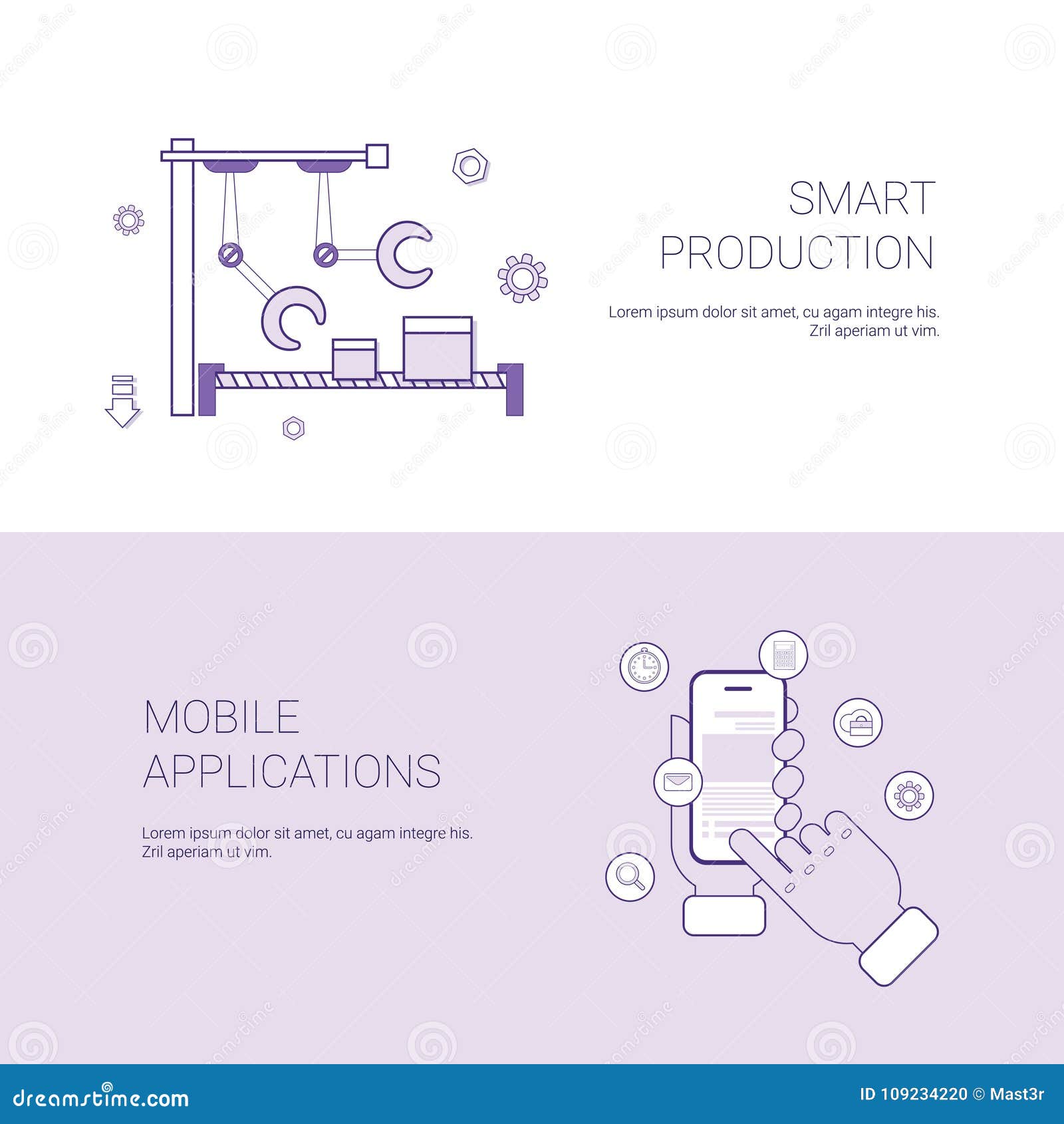 Set of Smart Production and Mobile Application Banners Business Concept ...