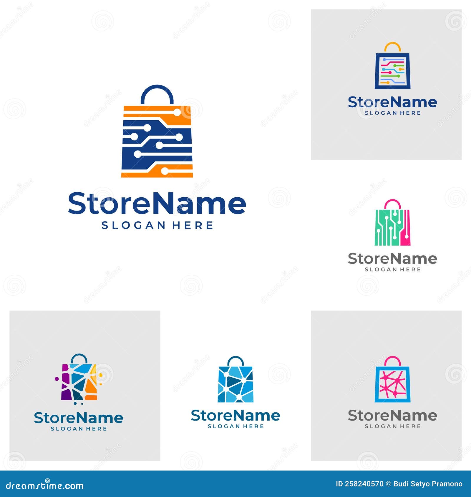 Set of Smart Shop Tech Logo Vector Icon Illustration. Tech Shop Logo ...