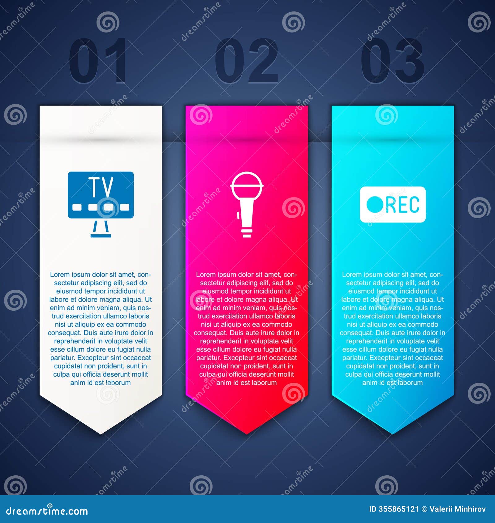 Set Smart Tv, Microphone and Record Button. Business Infographic ...