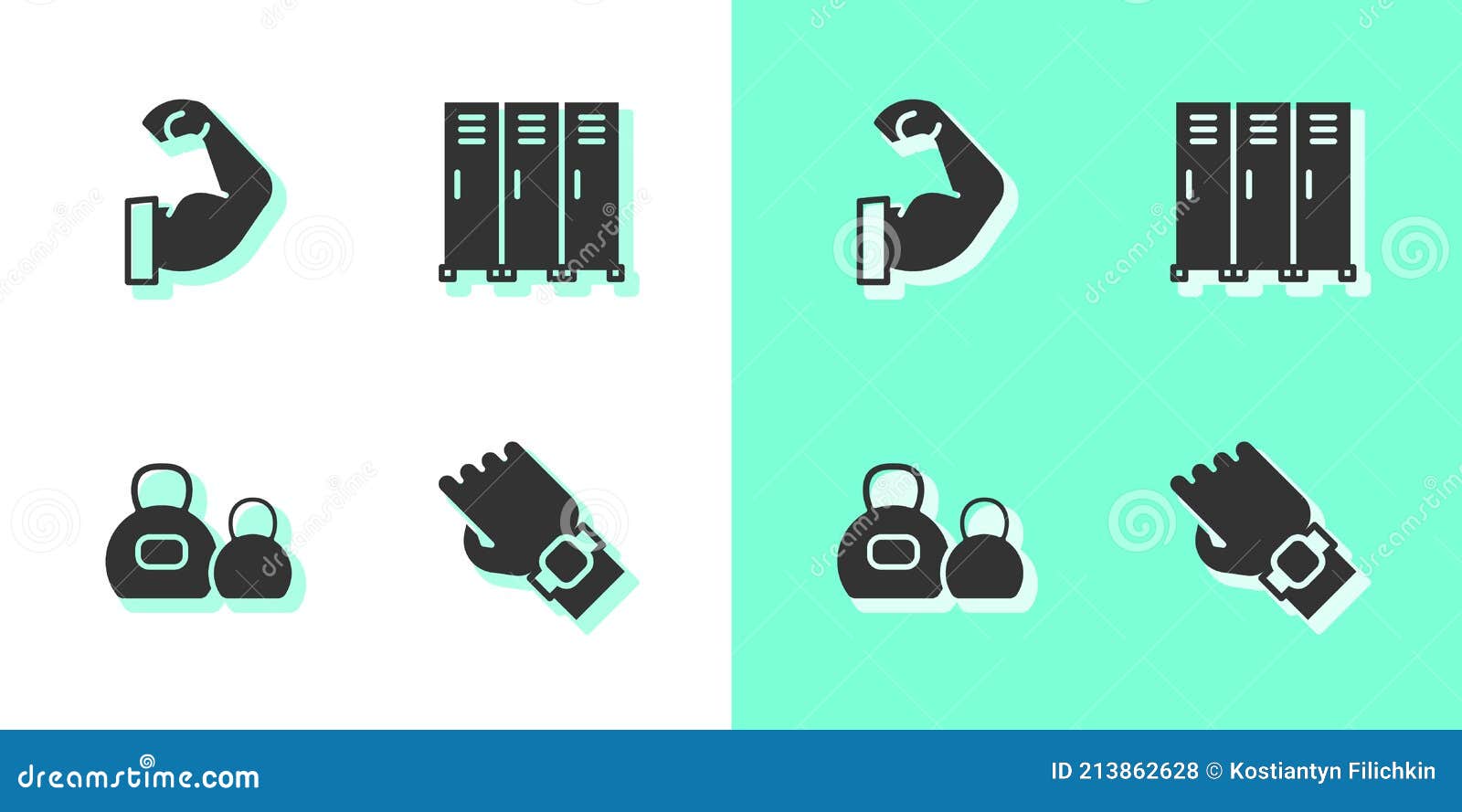 Hand Of Bodybuilder Set Logo. Sports Emblem, Icon. Cartoon Vector ...