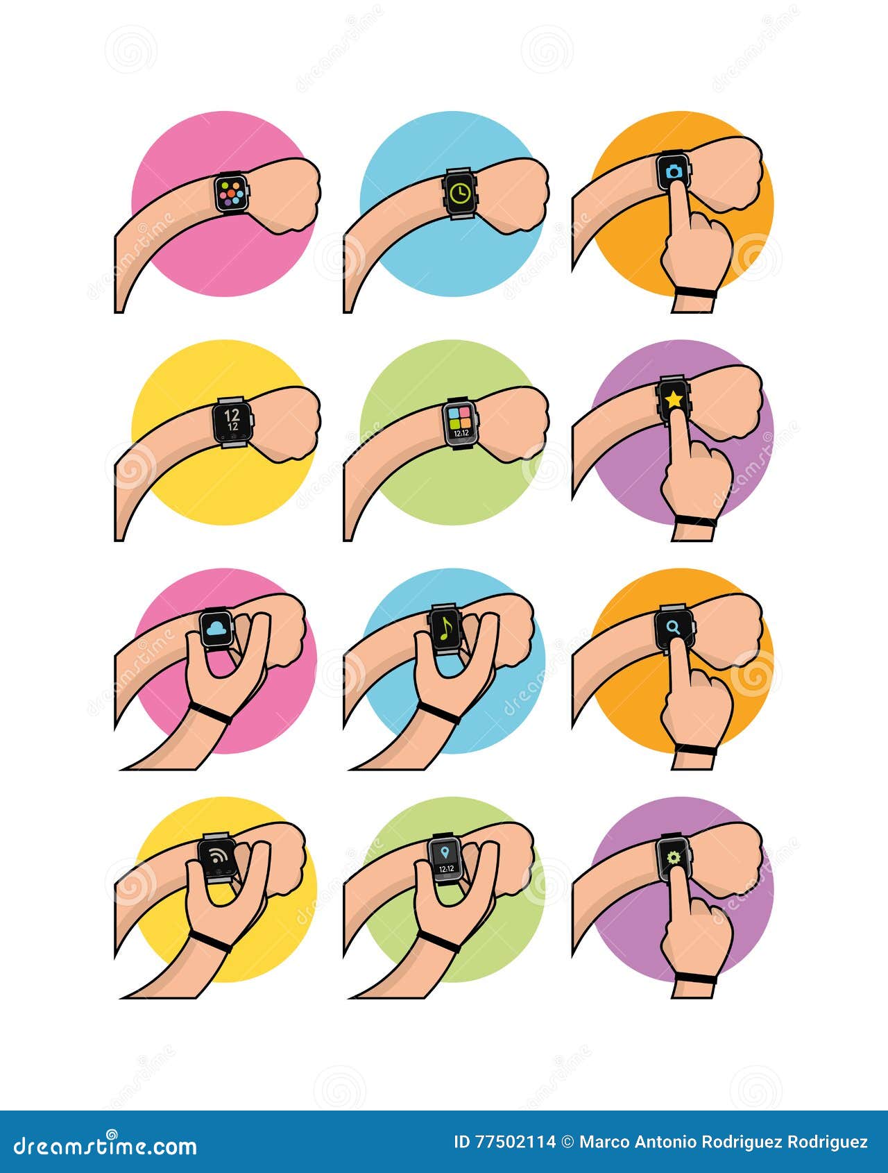 Set of smart watches stock illustration. Illustration of person - 77502114