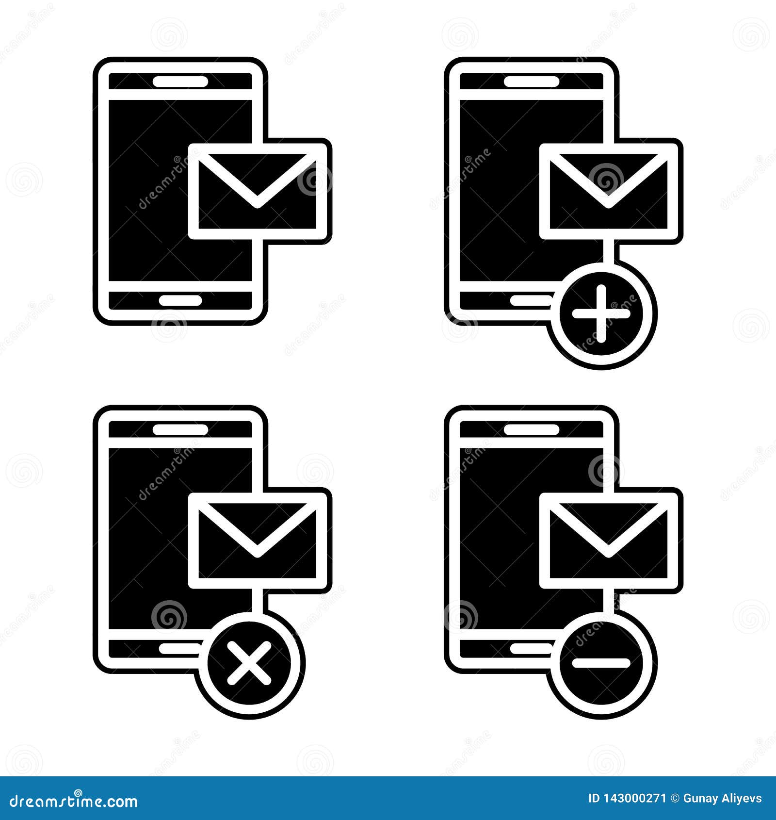 Set of Smartphone Mail Icon. Element of Phone for Mobile Concept and ...