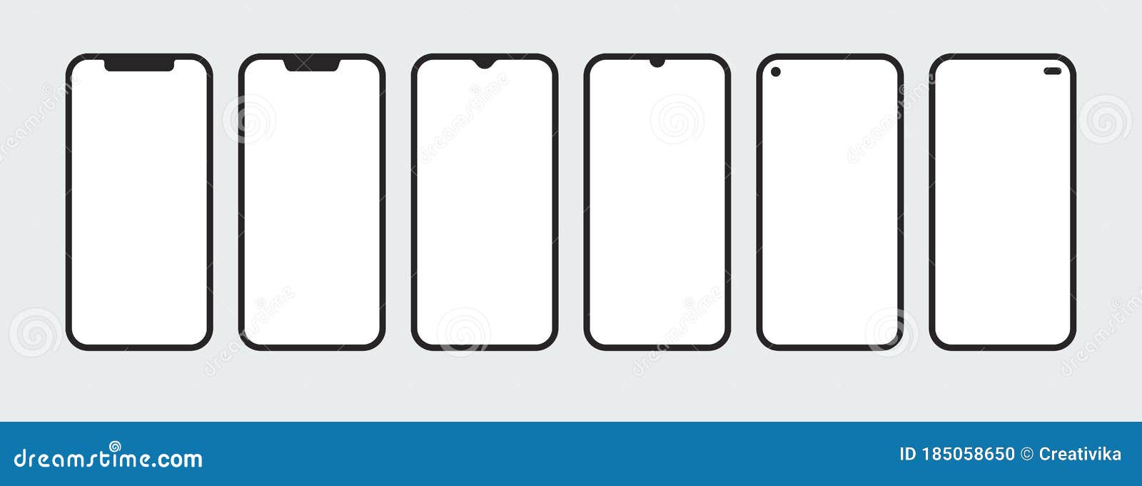 Set of Smartphone Shapes with Blank Screens Stock Vector - Illustration ...