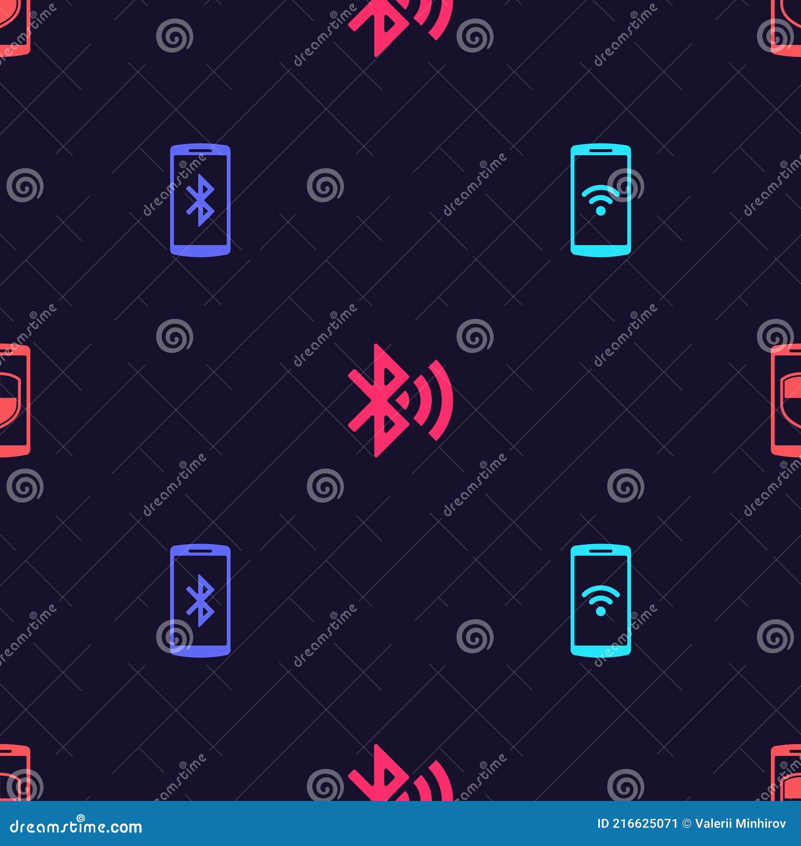 Set Smartphone with Wireless, Bluetooth, Bluetooth Connected and Shield ...