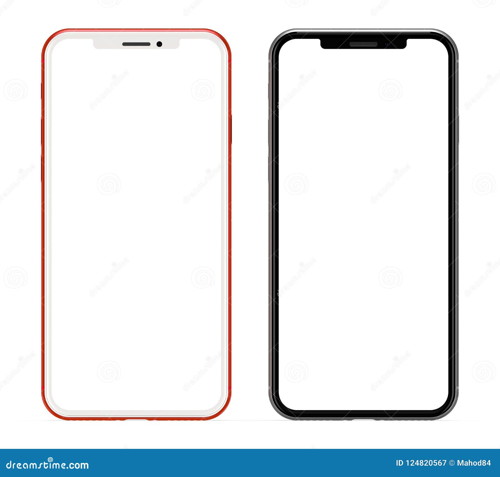 Set of Smartphones with Blank Screen, Isolated on White. Stock ... Set of Smartphones with Blank Screen, Isolated on White. Stock ...