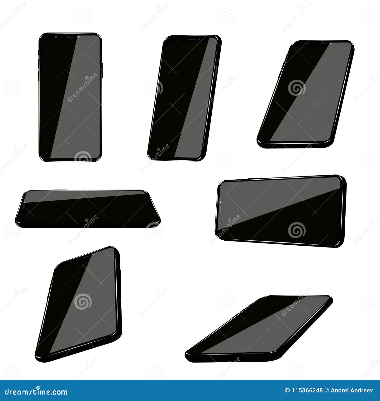 Set Smartphones at Different Angles. Stock Vector - Illustration of ...