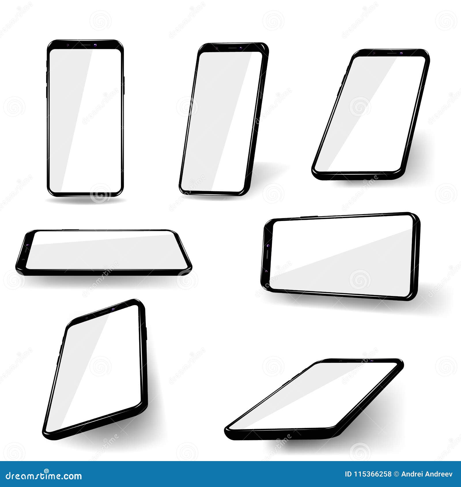 Set Smartphones at Different Angles. Stock Vector - Illustration of ...