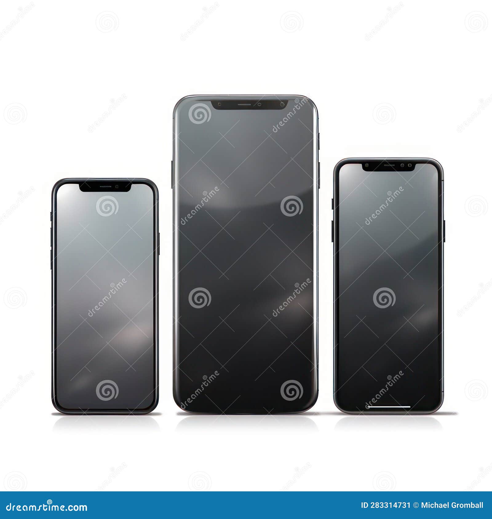 Set of Smartphones with Different Sizes and Styles Isolated on White ...