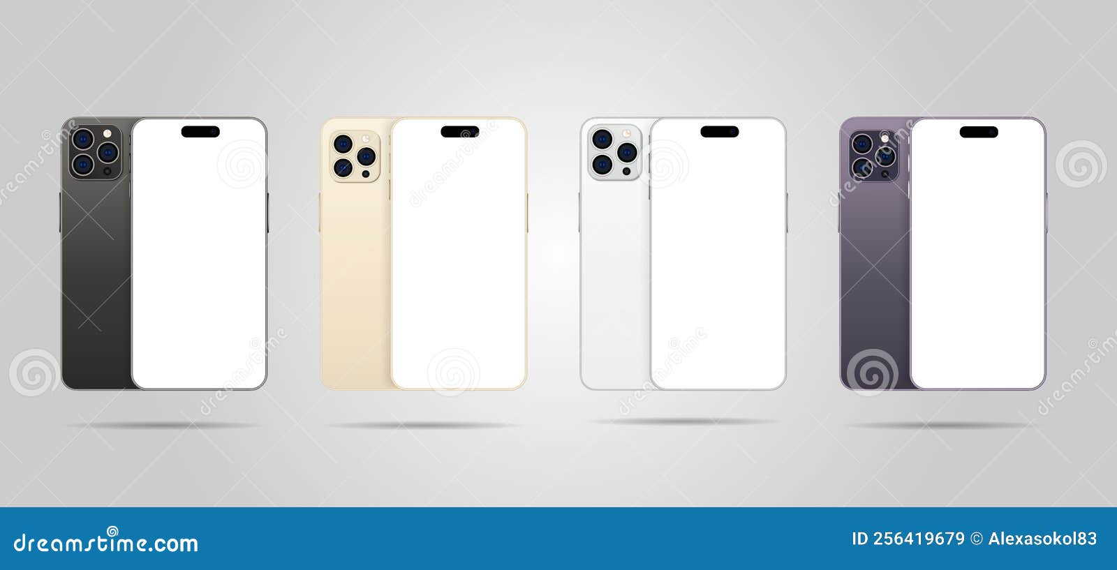 Set of Smartphones. Front and Back View Illustrations Stock Vector ...