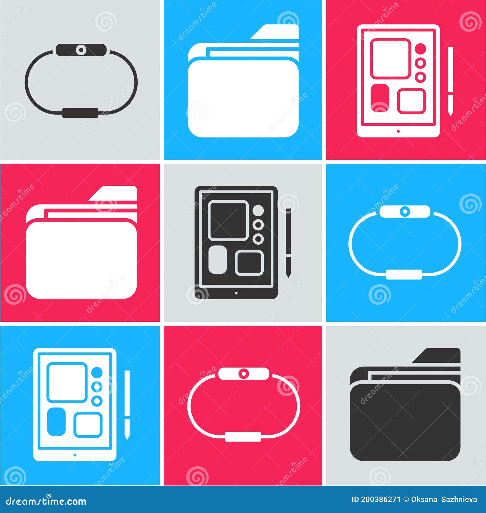 Set Smartwatch, Document Folder and Graphic Tablet Icon. Vector Stock ... Set Smartwatch, Document Folder and Graphic Tablet Icon. Vector Stock ...