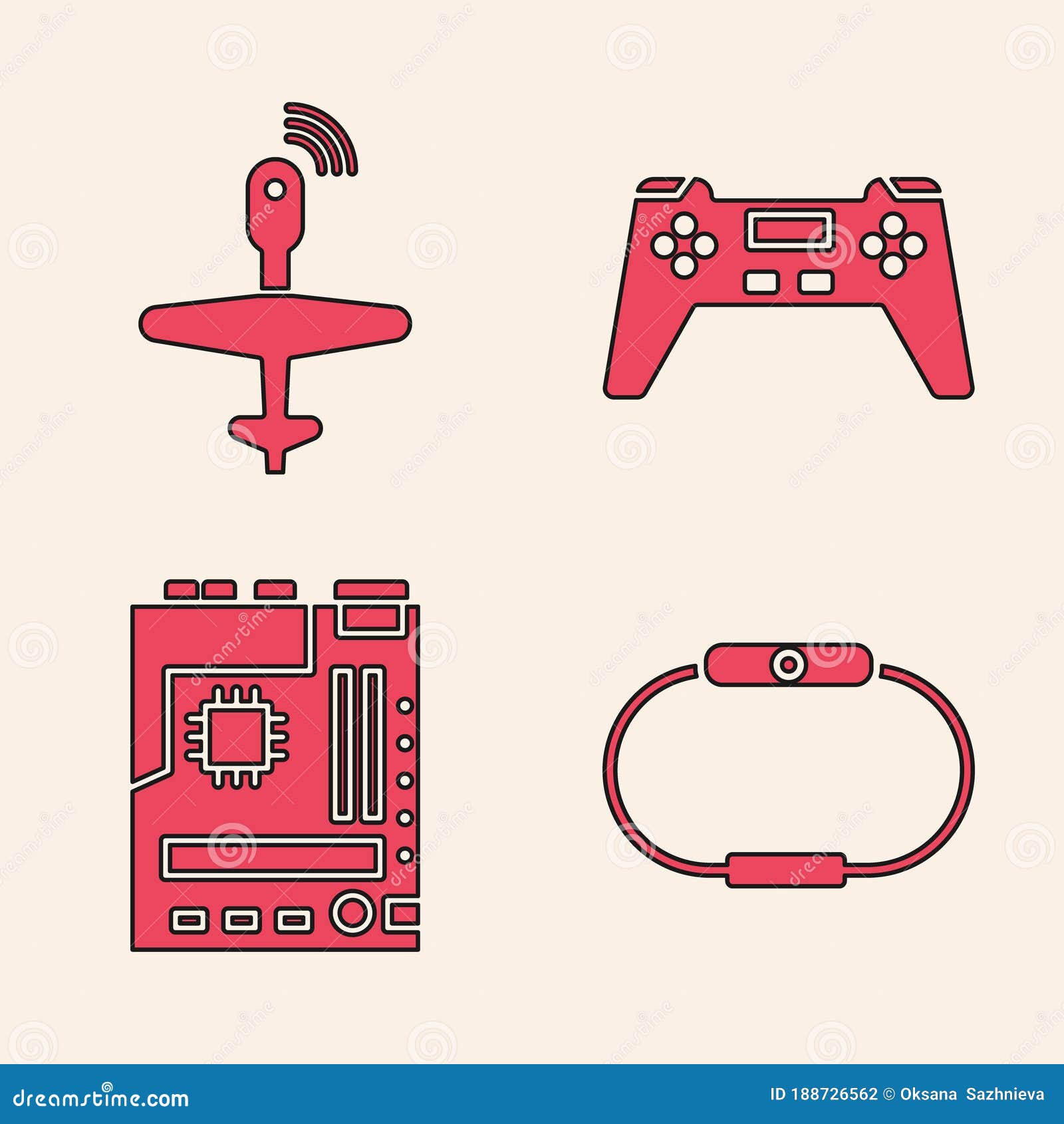 Set Smartwatch, Motherboard, Rocket Ship With Fire And Neural Network ... Set Smartwatch, Motherboard, Rocket Ship With Fire And Neural Network ...