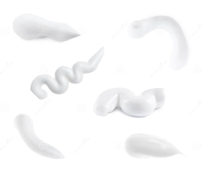 Set with Smears of Toothpaste on White Background Stock Image - Image ...