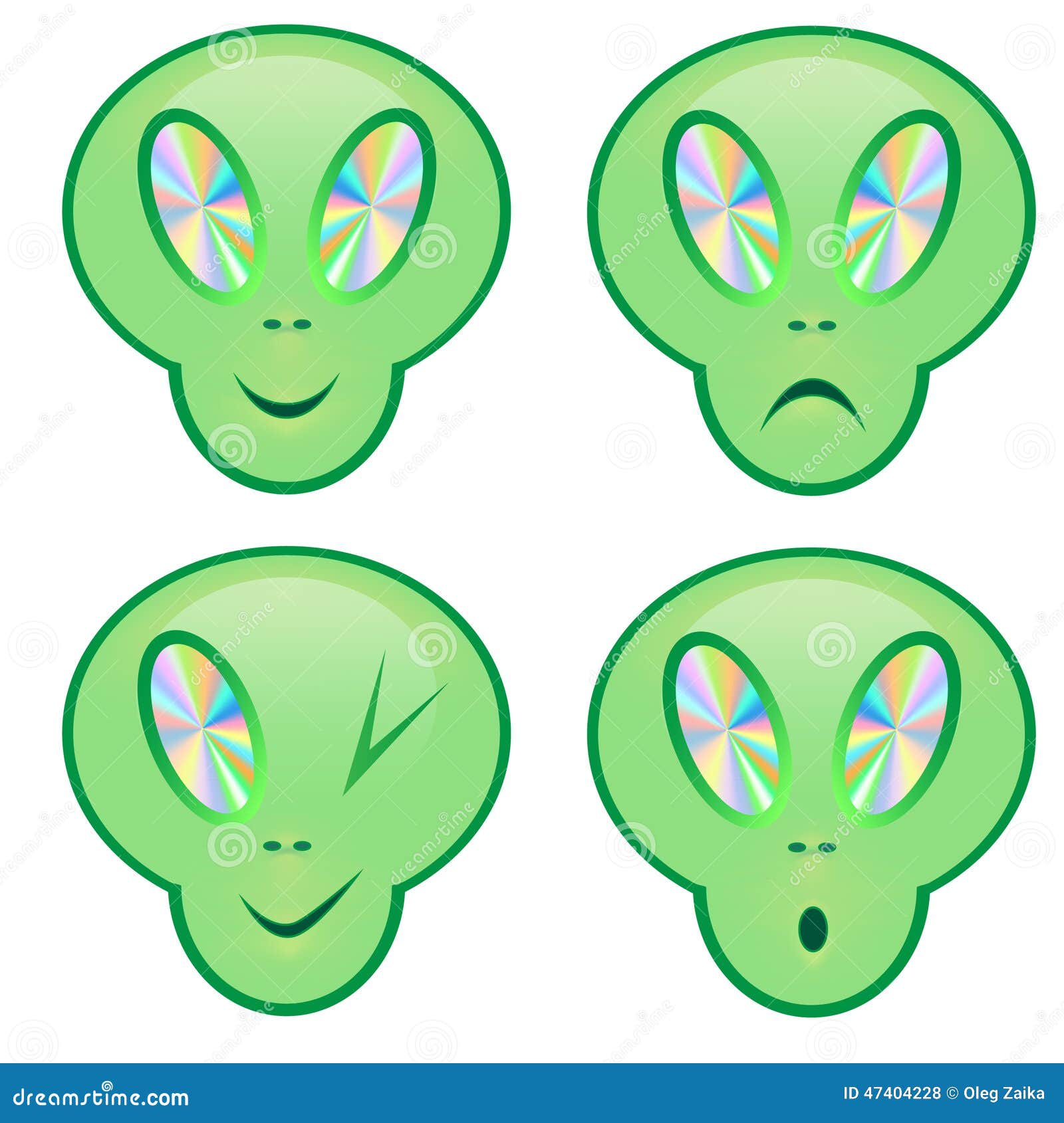 Set of smile alien, sad stock illustration. Illustration of friendly ...