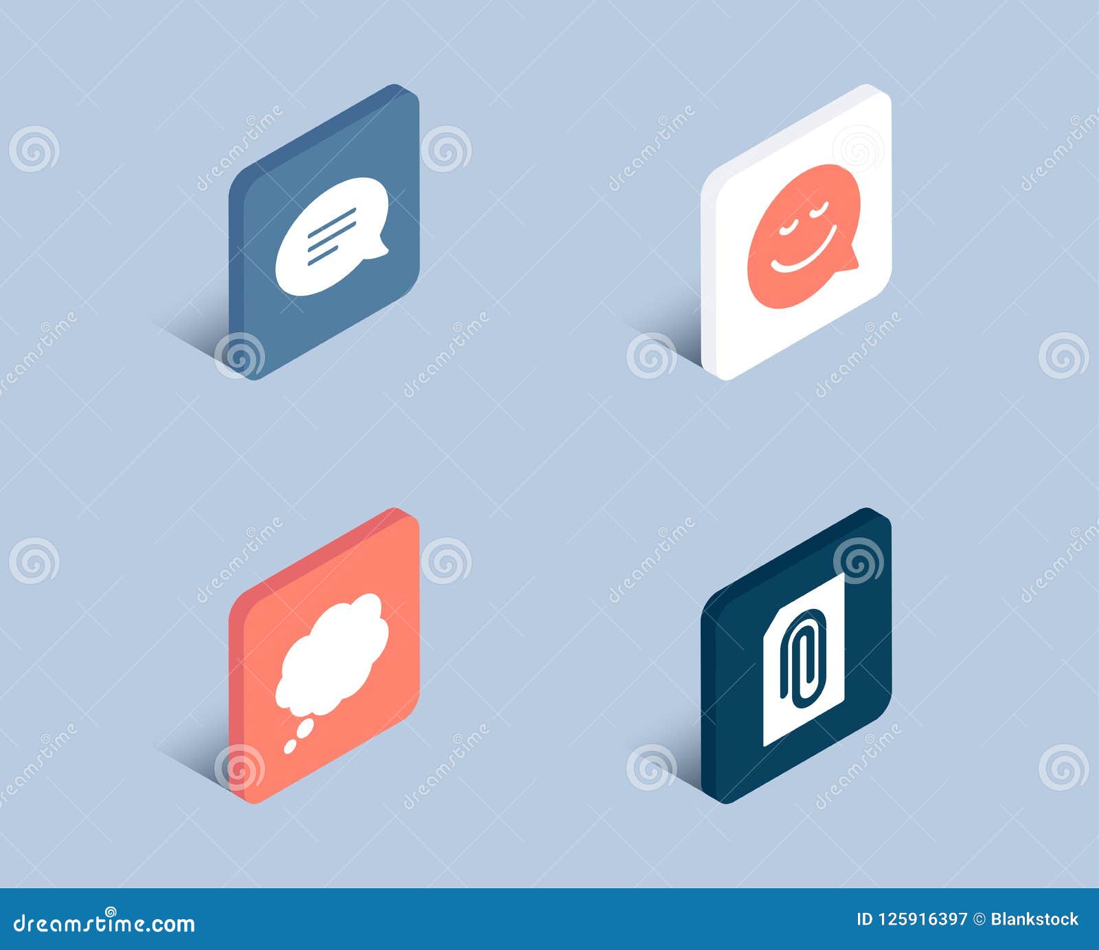 Smile, Chat and Comic Message Icons. Attachment Sign. Chat Emotion ...