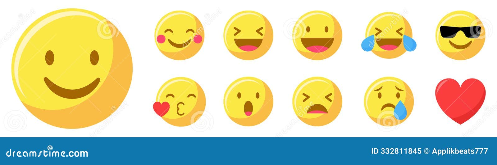 Set of Smile Emoji Icons in a Flat Design. Vector Illustration Stock ...