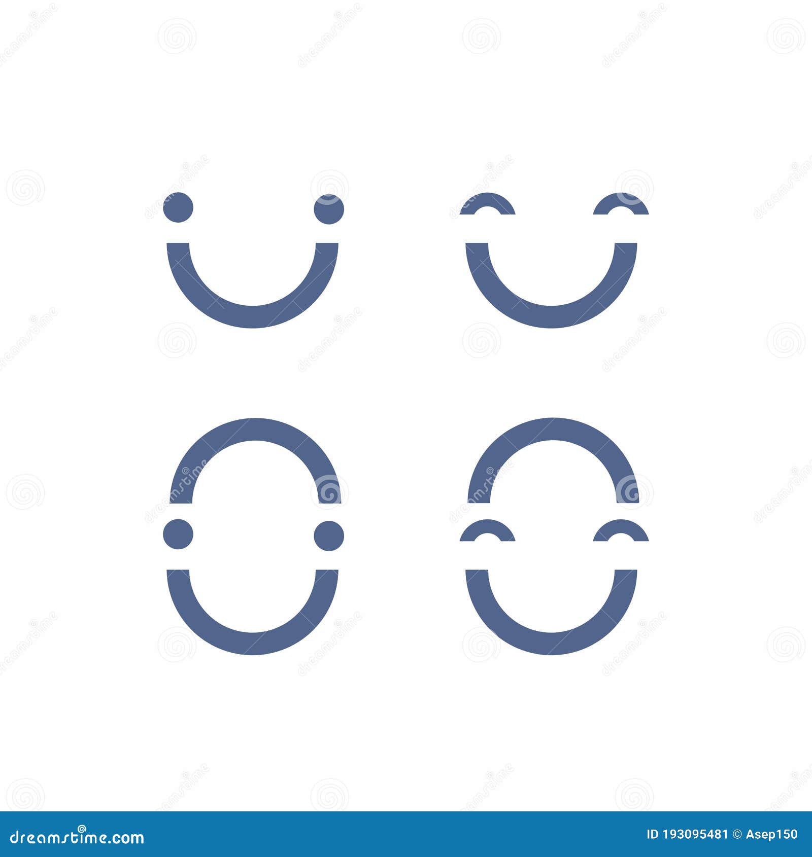 Set of Smile Emoticon Logo and Icon Stock Vector - Illustration of chat ...