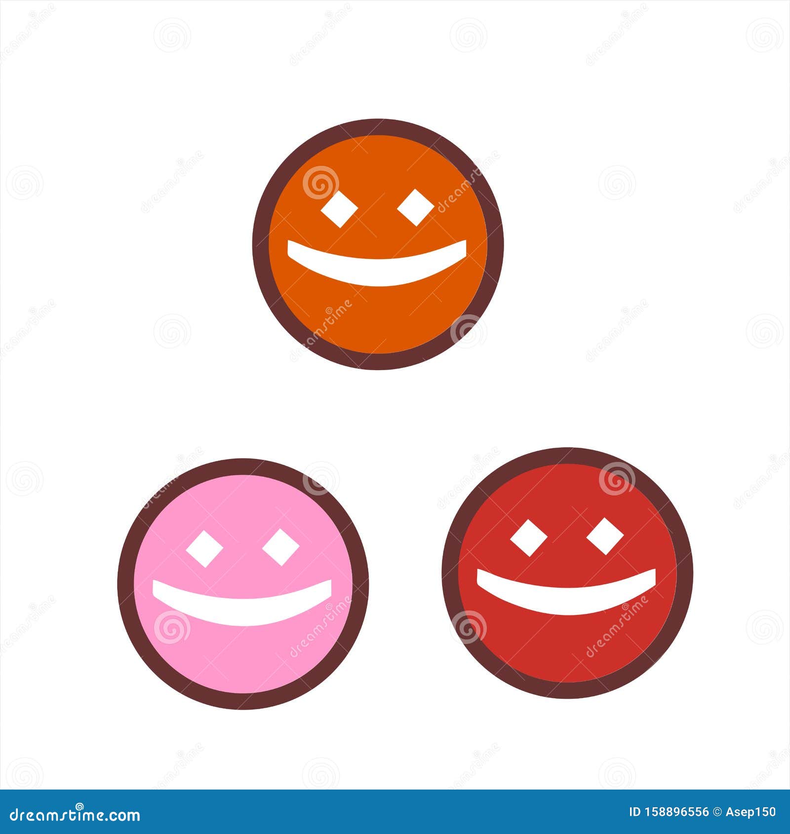 Set Smile Emoticon in Rectangle Shape for Logo and Icon Stock ...