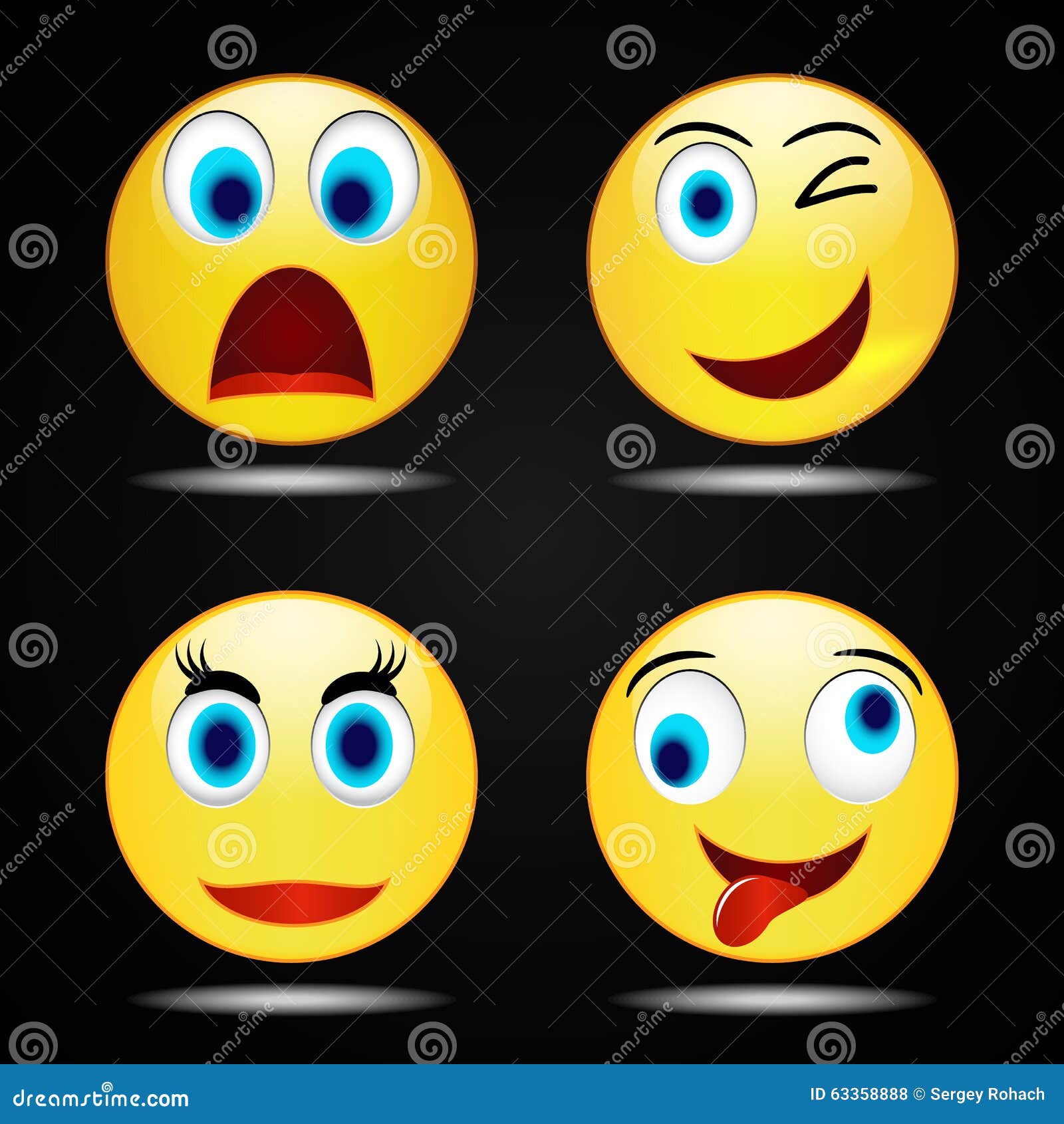 Set Smile Happy Yellow Smile Icon, Vector Stock Illustration ...