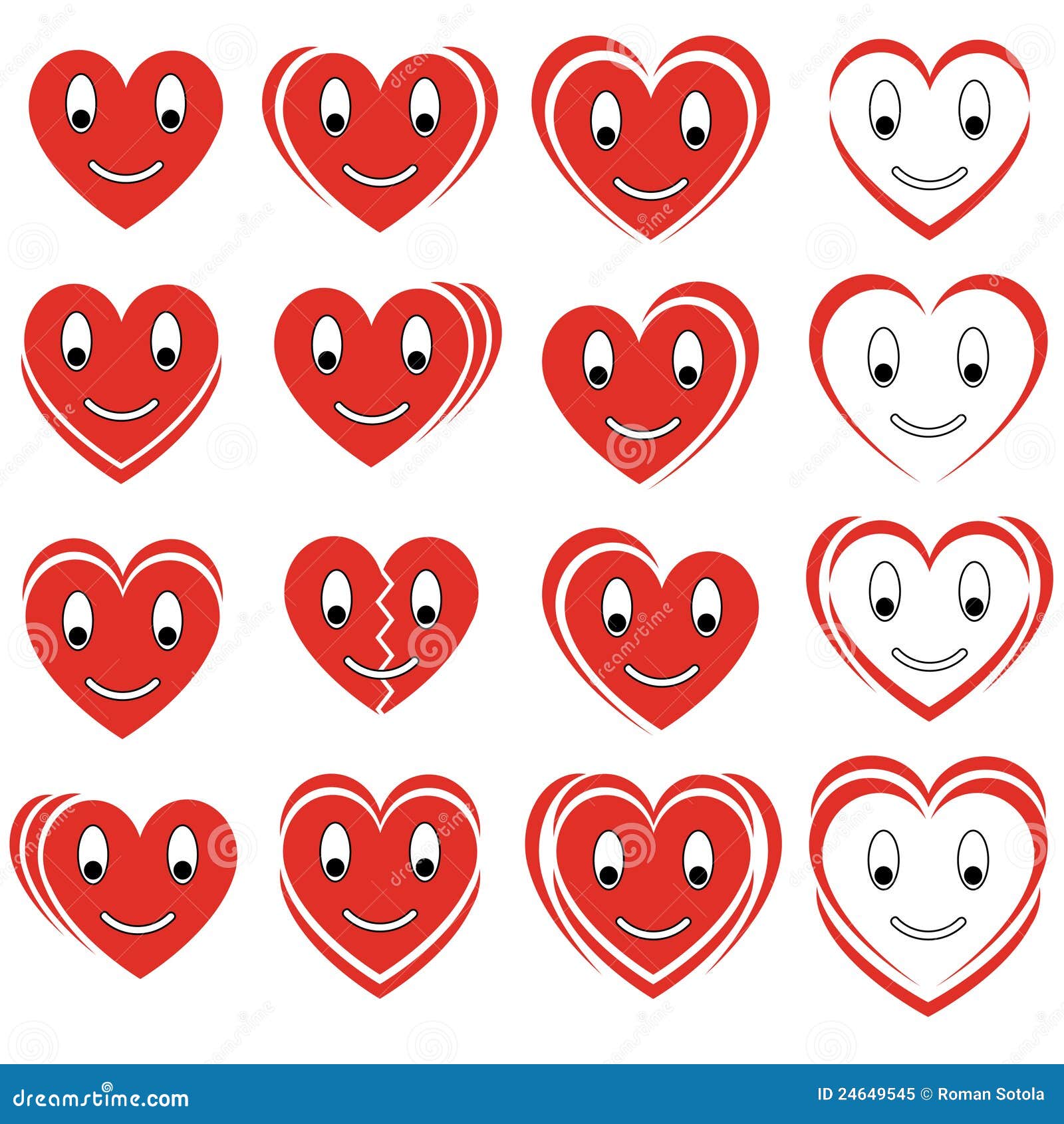 Set of smile hearts stock vector. Illustration of graphic - 24649545