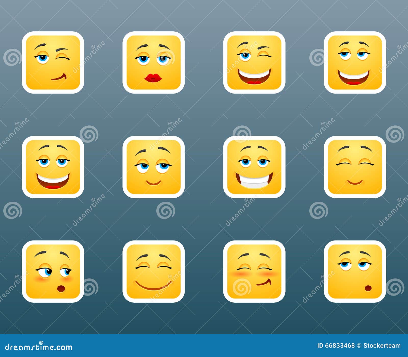 Set of smile stickers stock vector. Illustration of collection - 66833468