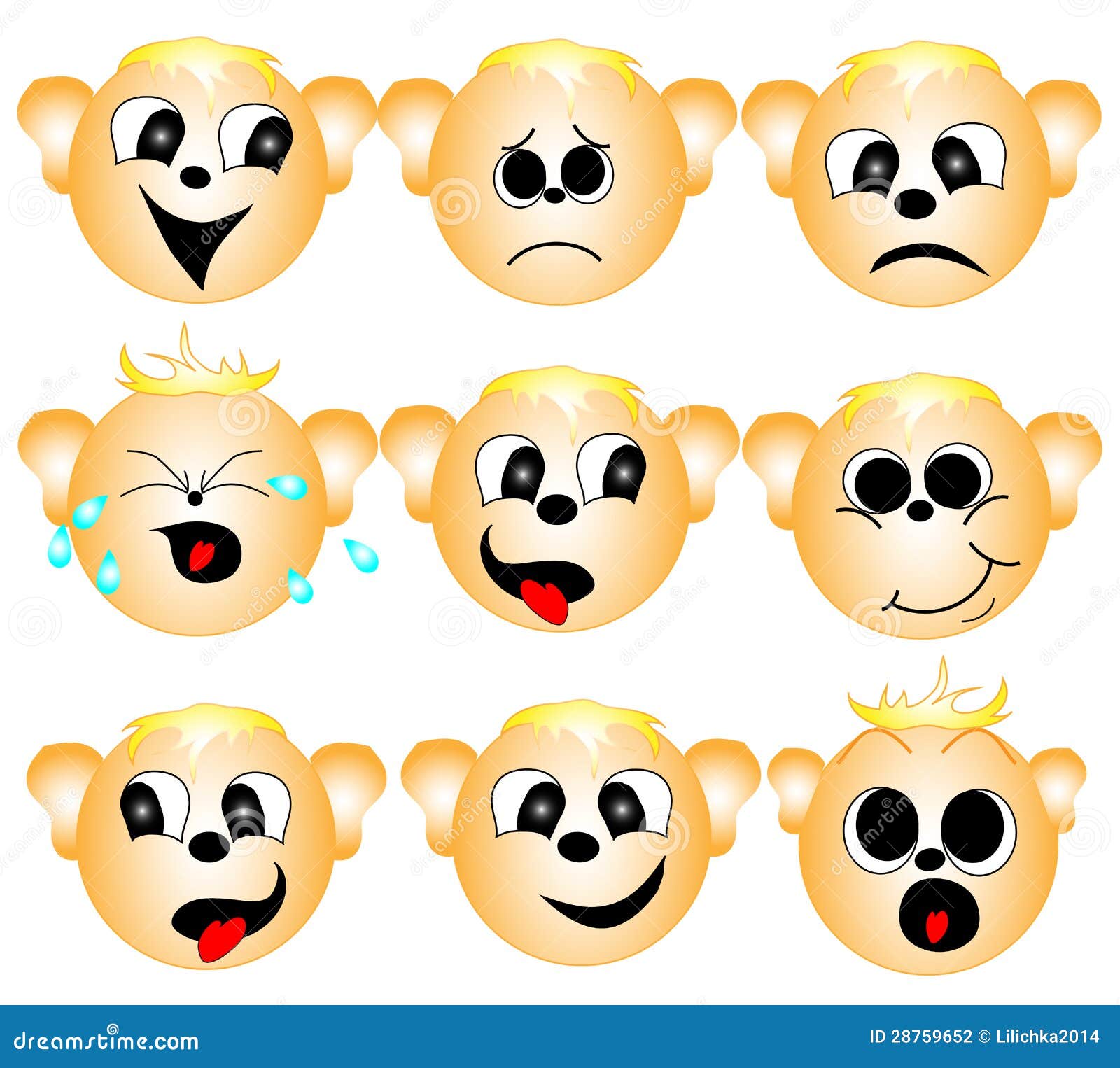 Set smiley vektor abbildung. Illustration von freundlich - 28759652