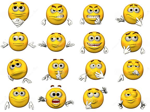 Set of Smiley 3D Emoticons stock illustration. Illustration of ...