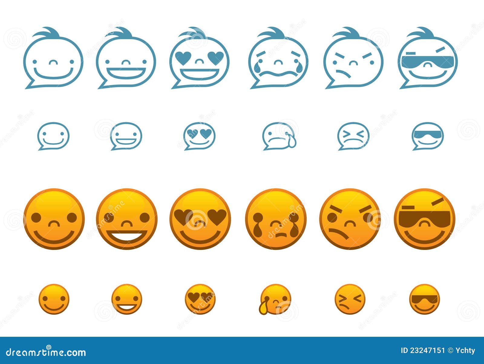 Set of Smiley Faces in Vector Stock Illustration - Illustration of ...