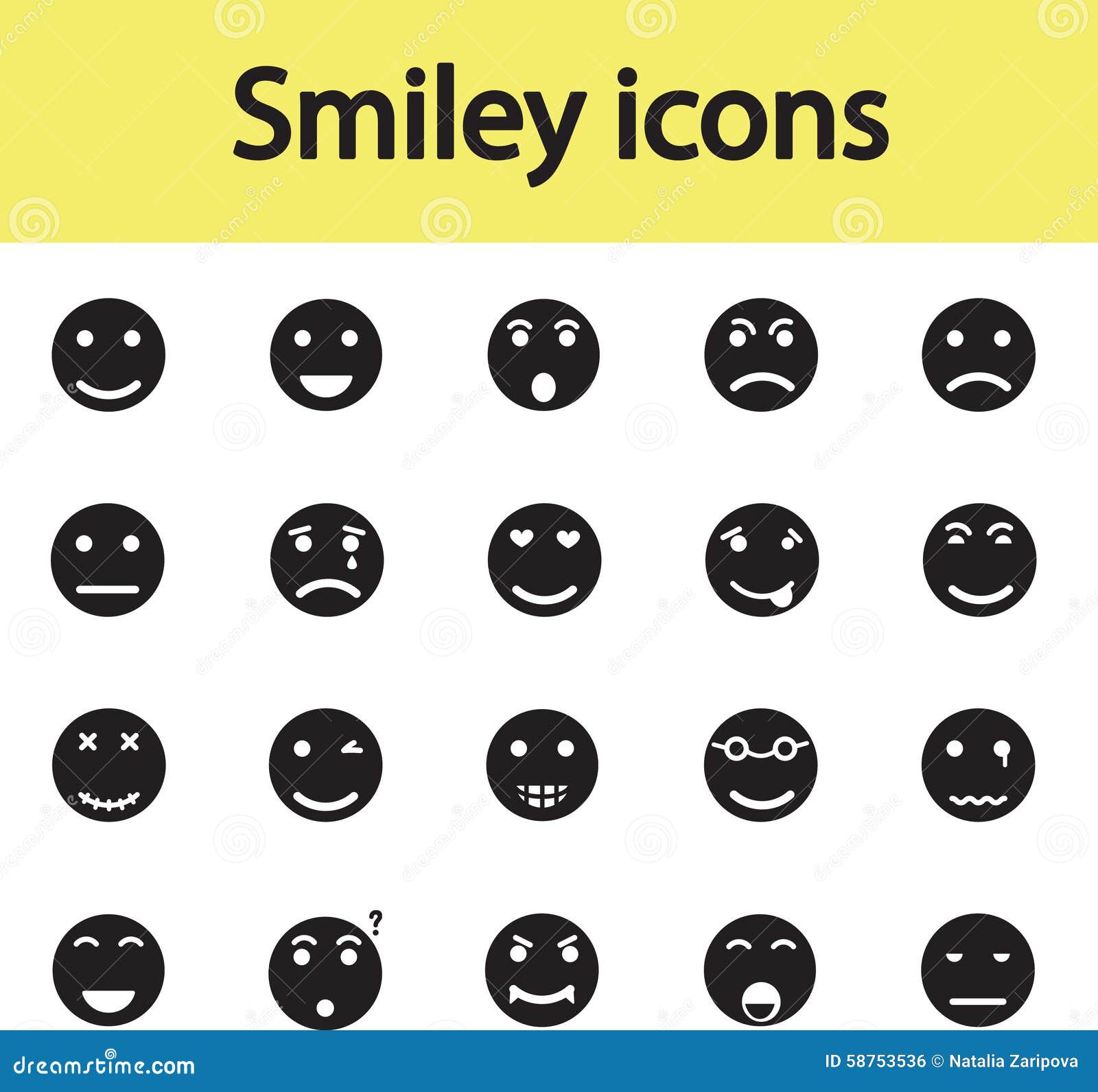 Set of Smiley Icons with Different Emotions Stock Vector - Illustration ...