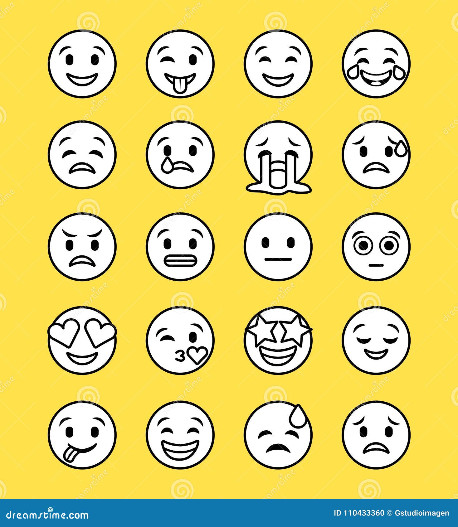 Set of Smiley Icons with Different Face Expression Stock Vector ...