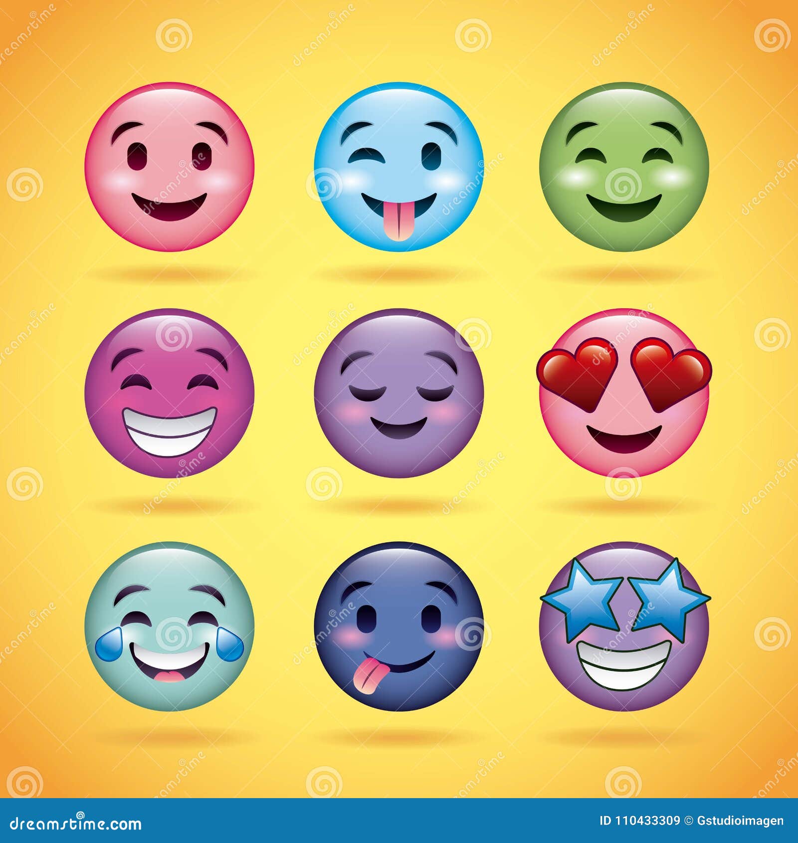 Set of Smiley Icons with Different Face Expression Stock Vector ...