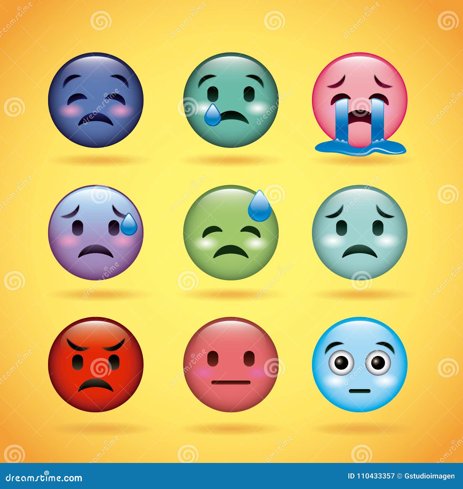 Set of Smiley Icons with Different Face Expression Stock Vector ...