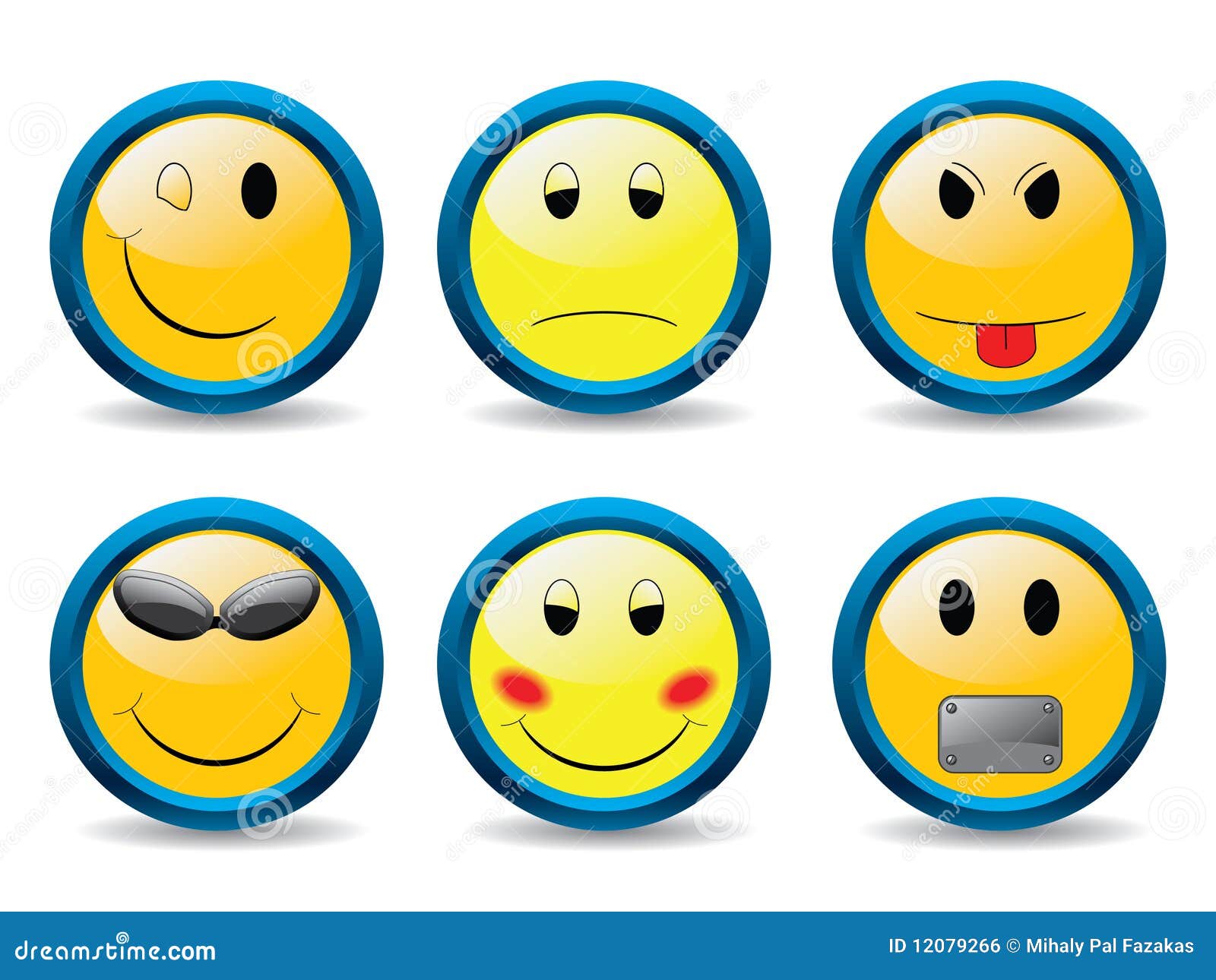 Set of smileys 2 stock vector. Illustration of smiley - 12079266