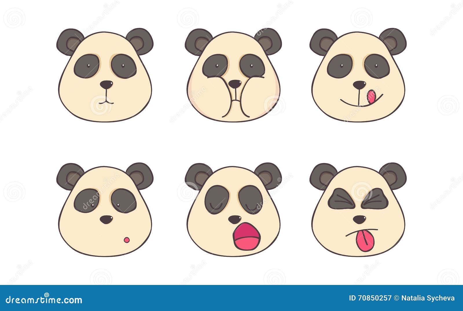 Set smileys pandas stock vector. Illustration of decoration - 70850257