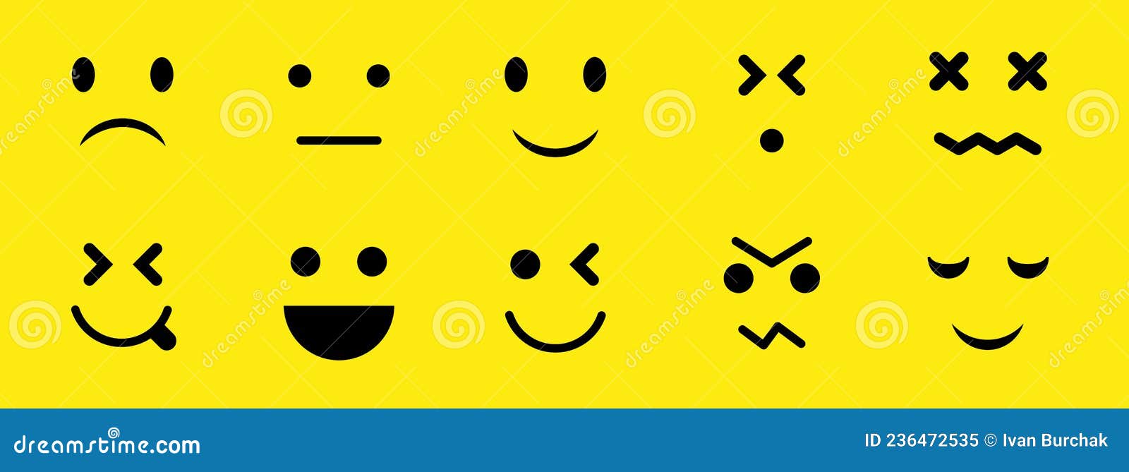 A Set of 10 Smilies. Vector Illustration Stock Illustration ...